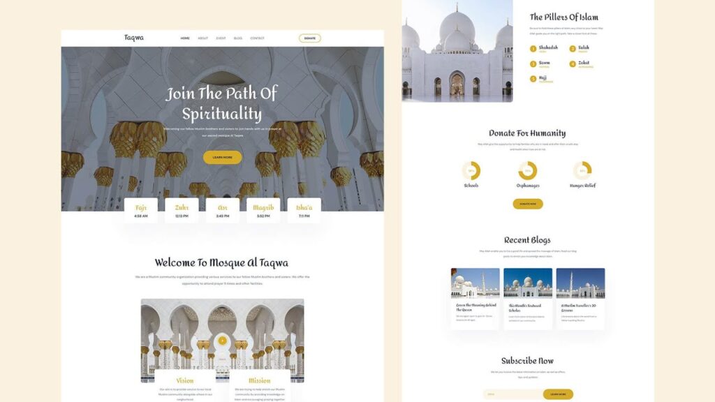 11 Contoh Website Masjid Dengan Desain Menarik - Badoy Studio
